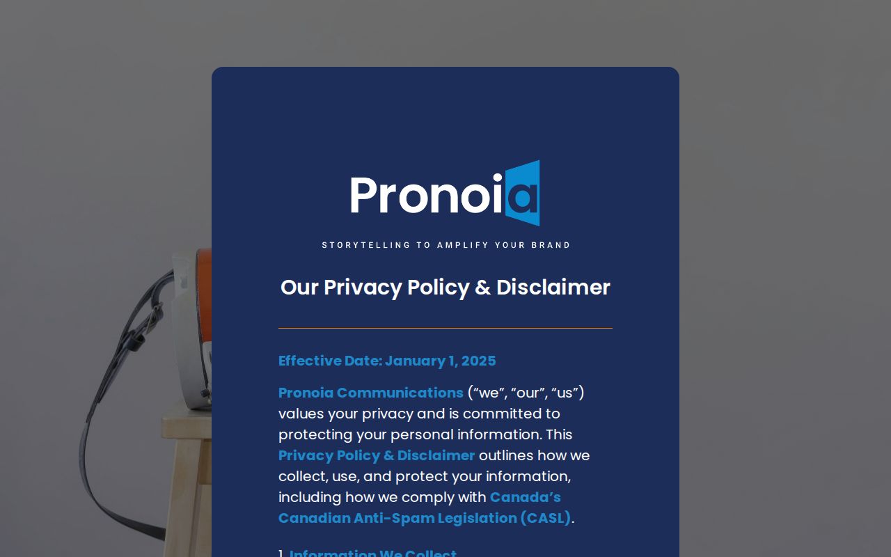 Pronoia Privacy Policy